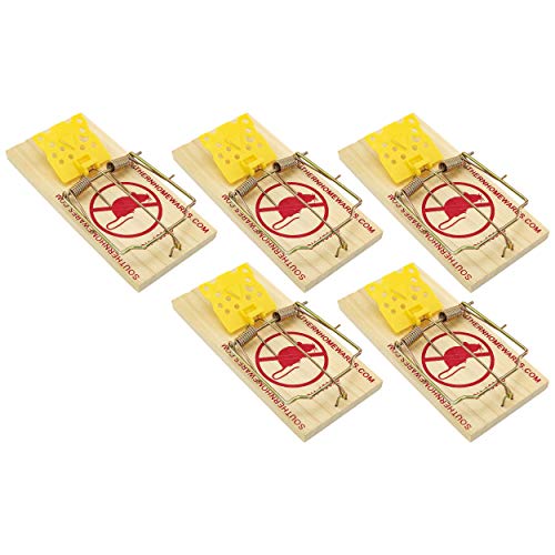 Southern Homewares Wooden Snap Rat Trap Spring Action with Expanded Cheese Shaped Trigger 5 Pack