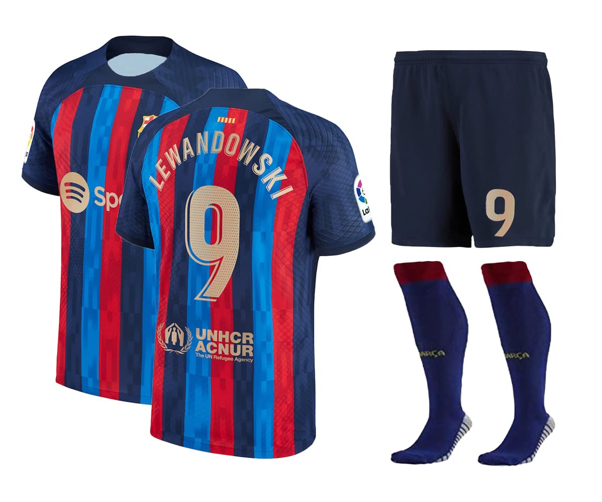 New Spain Soccer #9 Lewandowski Home Kids Football Youth Jersey & Short & Socks