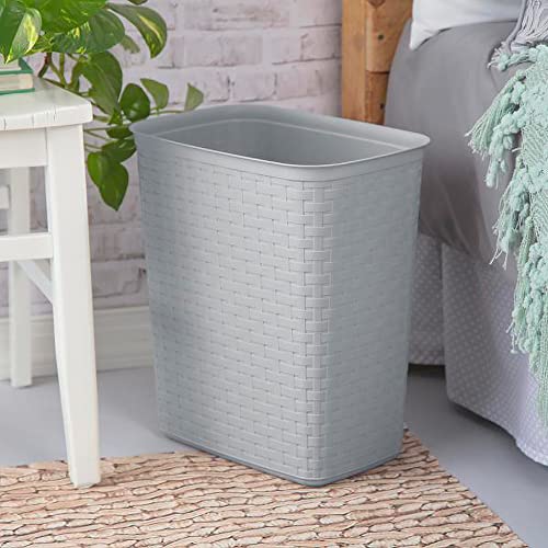 Sterilite 10386A06 Weave 5.8 Gallon Plastic Home Office Bedroom Bathroom Waste Bin Basket Trash Garbage Can, Cement Gray (18 Pack)