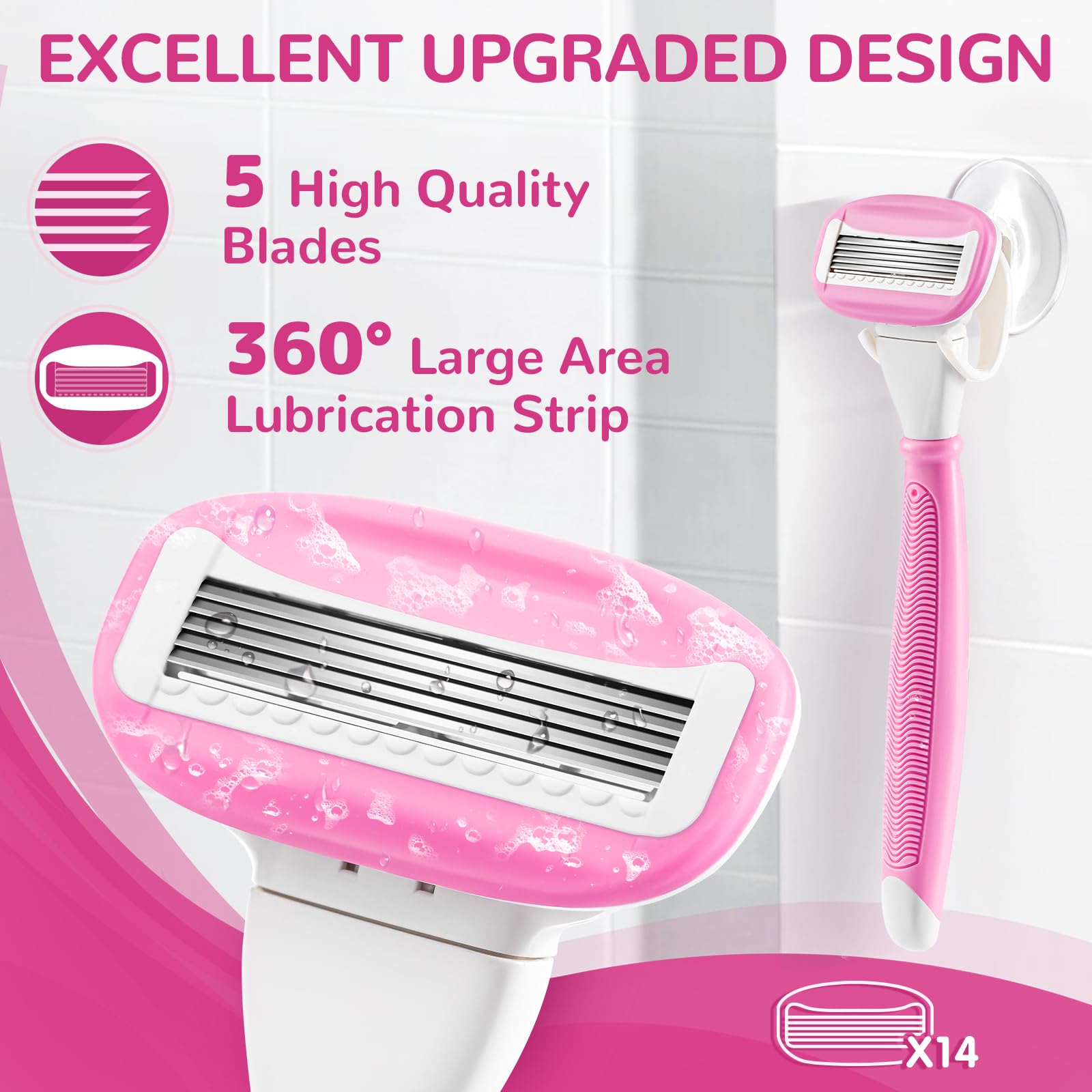 Razors for Women, Portable Womens Razors for Shaving with Travel Case, Extra Smooth Mini Razors with Lubricating Strip