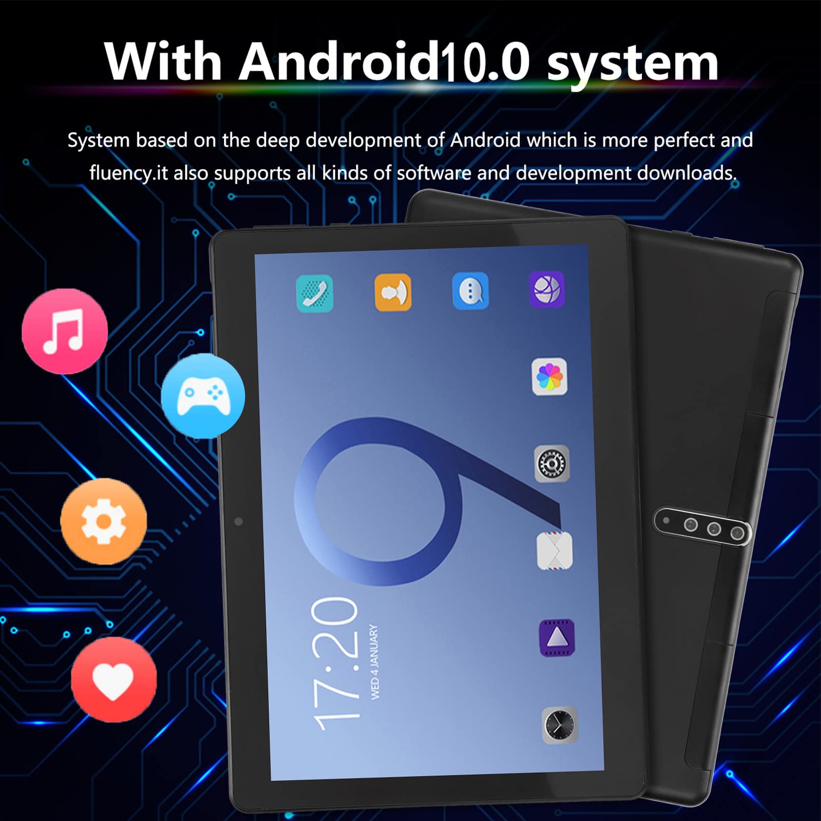 Tablet 10 Inch for Android10, 3GB RAM 32GB ROM, 128GB Expand, Dual SIM Card, Dual Camera, Phone Call Support, WiFi GPS, for Kids