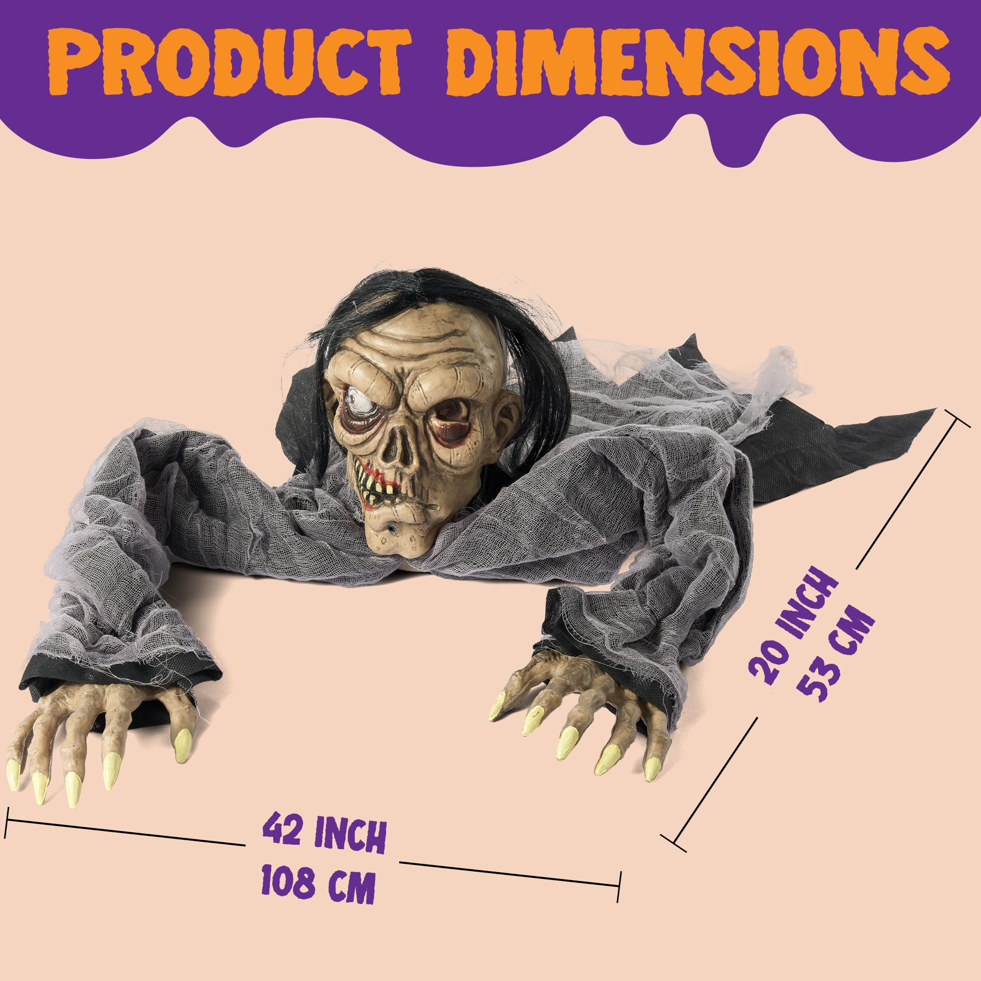 JOYIN Halloween Animated Zombie Groundbreaker with Decayed Face Halloween Animatronic Decorations with Movable Arms for Halloween Outdoor Yard Decor Halloween Decorations Scary Graveyard Décor