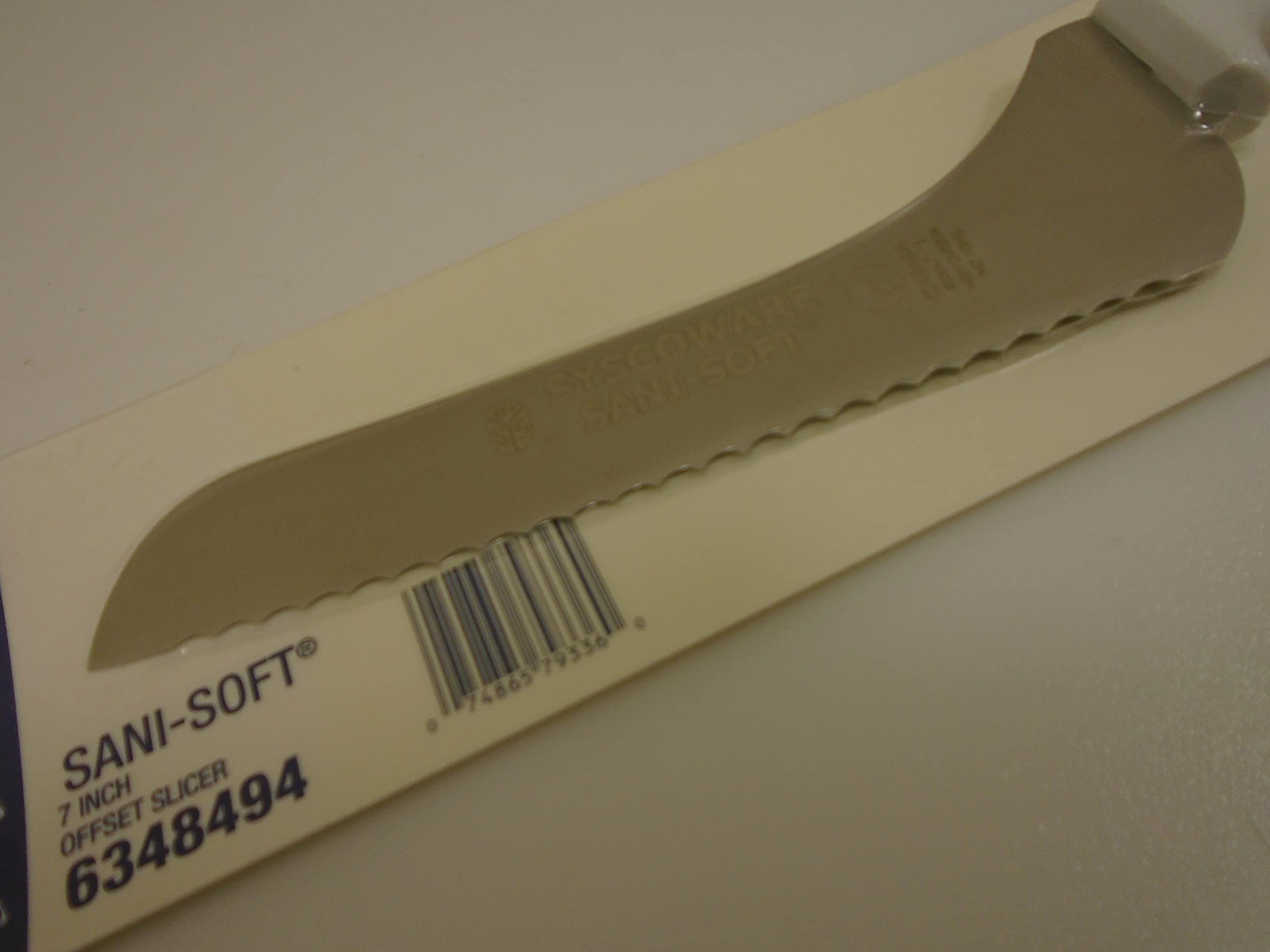 Sysco USA 7 in Offset Scalloped Slicer Bread Sandwich Knife Soft Grip Handle