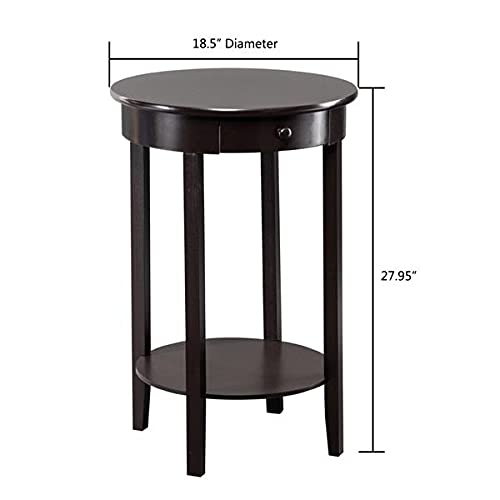 RLZCFF 47x47x71CM Simple Round with Drawer Side Coffee Table Side Table End Table Brown for Livng Room