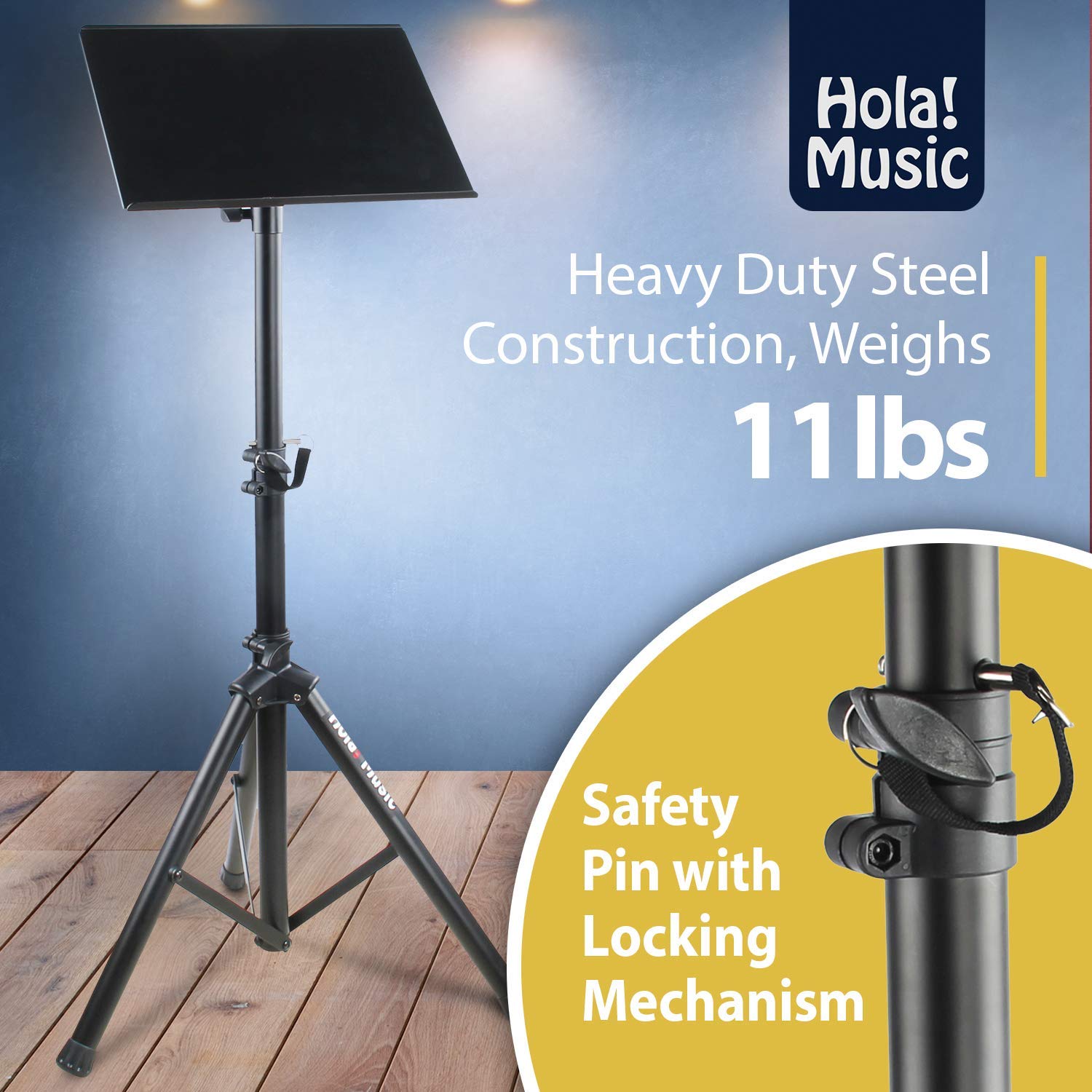 Hola! Music HPS-300B Heavy Duty Professional Multi-Purpose DJ Tripod Stand - Laptop Stand, Projector Stand, Mixer Stand and other Audio Equipment