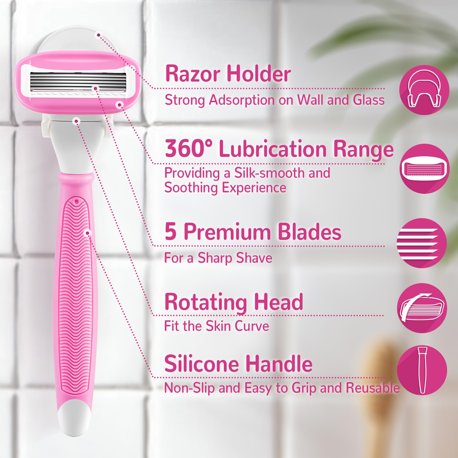 Razors for Women, Portable Womens Razors for Shaving with Travel Case, Extra Smooth Mini Razors with Lubricating Strip
