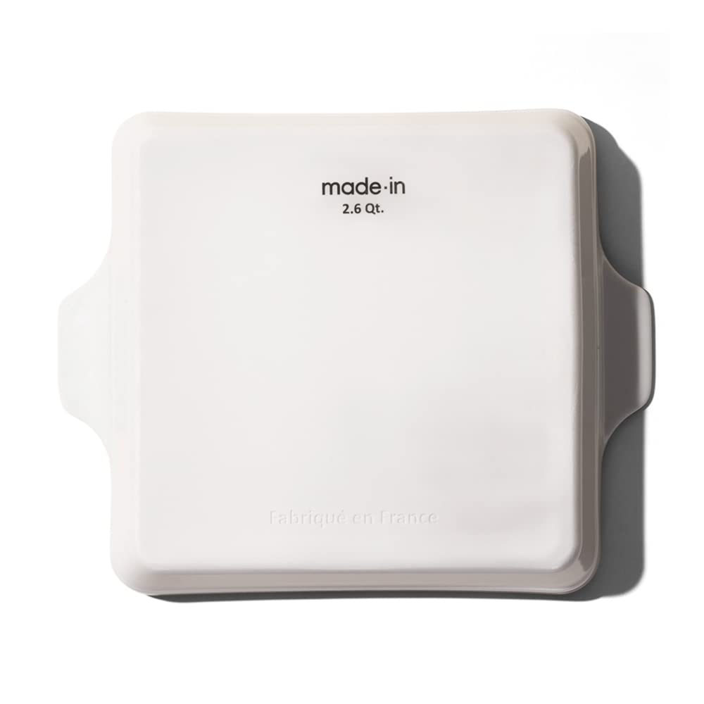 Made In Cookware - Square Baking Dish - Navy Rim - Hand Crafted Porcelain - Professional Bakeware - Made in France