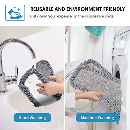 Reusable Mop Pads Refills Compatible with Swiffer Power Mop - MEXERRIS Microfiber Mop Pads Wet Dry Mop Pads Dust Mop Heads Refills Washable Pads for Swiffer PowerMop13"-15" Spray Mop -3 Pack