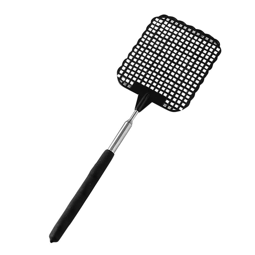 WBTY Telescopic Fly Swatter 4 PCS Plastic Fly Swatters with Stainless Steel Handle for Indoor Outdoor, Extendable Flyswatter (Black)