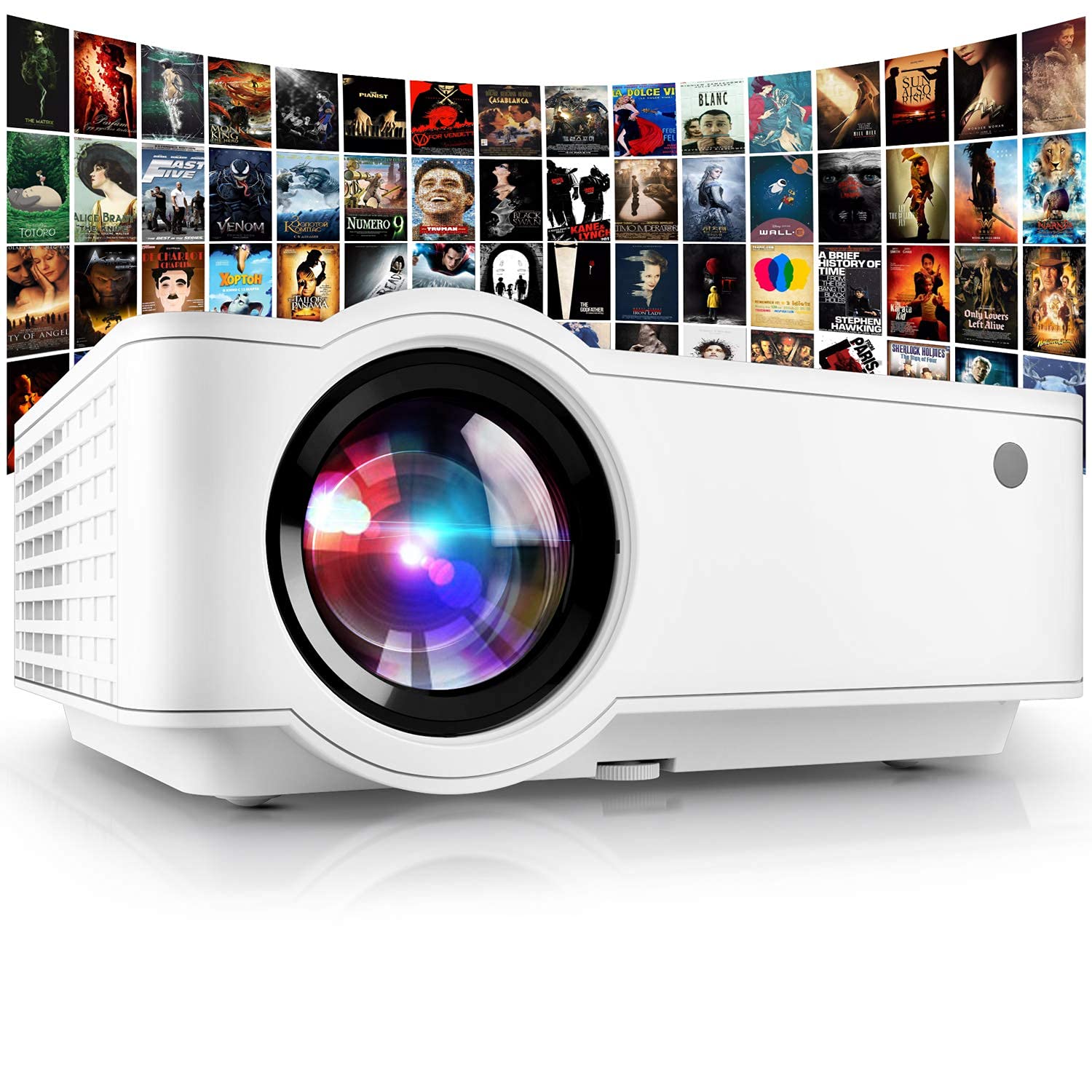 Mini Projector 5500 Lux 210" Video Projector 1080P with Projector Screen