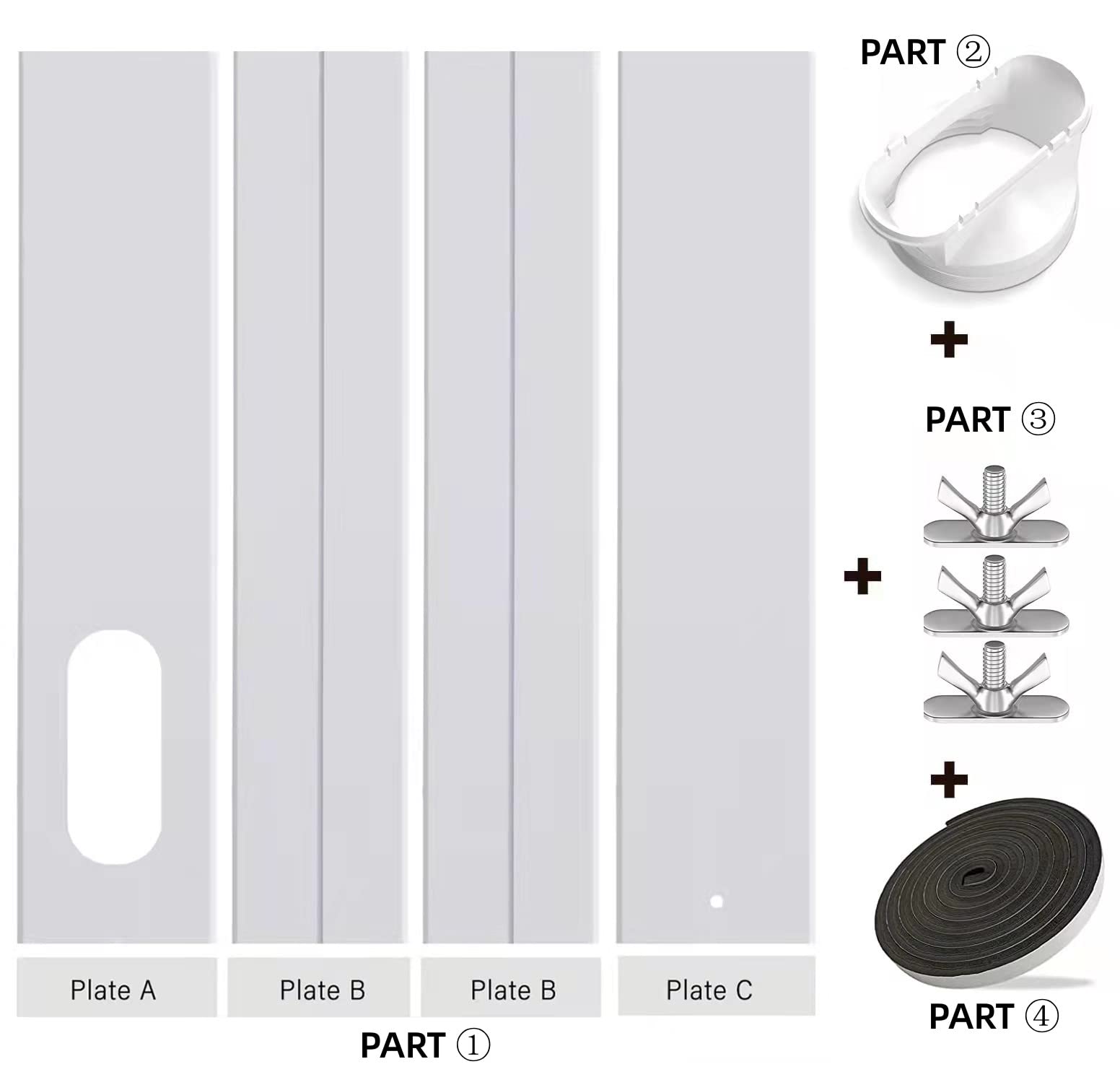 Portable Air Conditioner Window Kit, Portable AC Window Kit Sealing Bracket, Adjustable Length from 17.3 to 62.5 inch, Sliding Window AC Vent Kit Fit for Exhaust Hose with 5.1/5.9 inch Diameter(Grey)