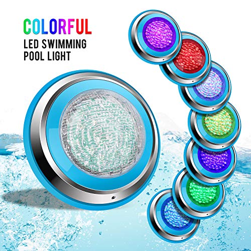 Roleadro Led Underwater Pool Lights, Waterproof IP68 47W RGB Swimming Pool Light Multi Color, 12V AC/DC Led Inground Pool Light Control with Remote Controller (Not Include Transformer- 16ft Cord
