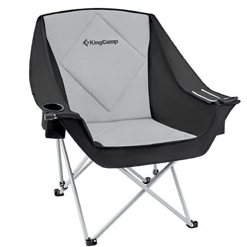 KingCamp Oversized Folding Sofa Camping Chair, Black/MediumGrey