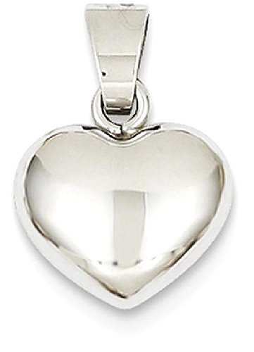 IceCarats 14K White Gold Heart Necklace Love Pendant Charm Only