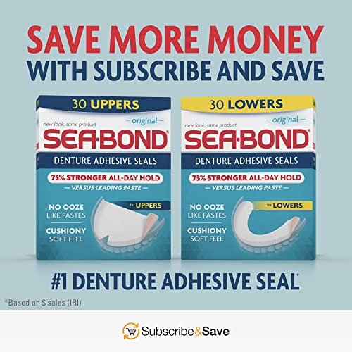 Sea Bond Secure Denture Adhesive Seals, Original Lowers, 15 Count (Pack of 2)