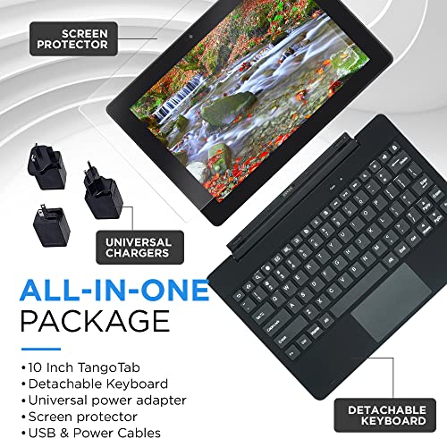 Simbans [3 Bonus Items] TangoTab 10 Inch Tablet and Keyboard 2-in-1 Laptop, 4 GB RAM, 64 GB Disk, Android 10, Mini-HDMI, Micro-USB, USB-A, Inbuilt GPS, Dual WiFi, Bluetooth Computer PC - TLX