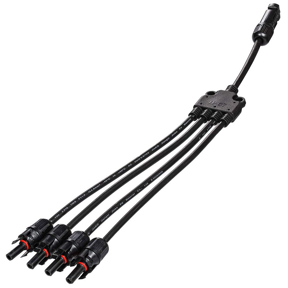 JJDD Carkio Y Shape Photovoltaic Connectors,1 Pair Male Female 1 to 4 Parallel Adapter Cable Wire Plug Can Extension Cable Wire Connector Compatible with Solar Panel-2 Pack