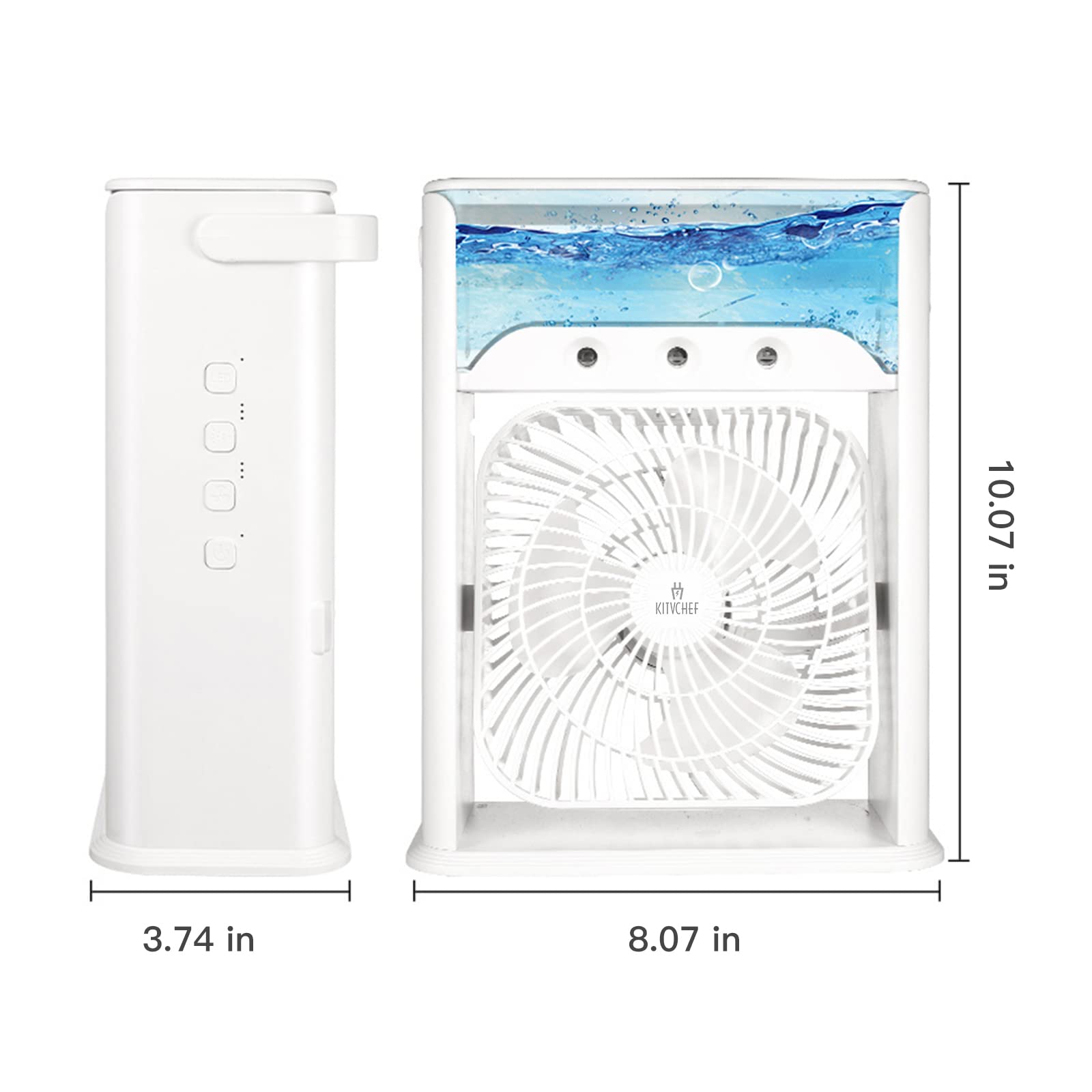 Portable Air Conditioner,Personal Air Conditioner,cooling fan with 7 Color LED Light, Humidifier Misting Fan, 3 Speeds Strong Wind, 3 Spray Modes, 60° Adjustment,AC Fan for Room,Office,Dorm,Outdoor