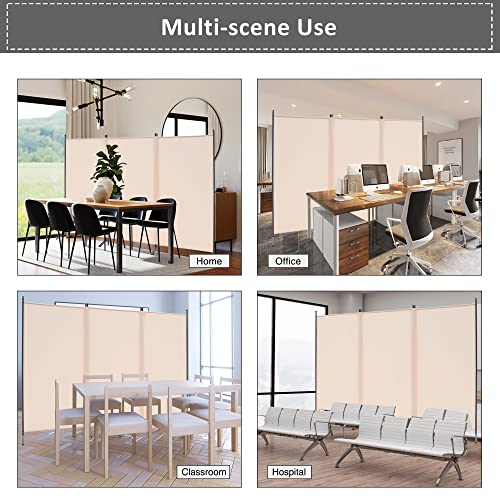 Spurgehom Room Divider,3 Panel Folding Partition Privacy Screens, Freestanding Fabric Room Panel, Portable Folding Room Divider Wall for Office, Room,Restaurant,102" W X 71" H Beige