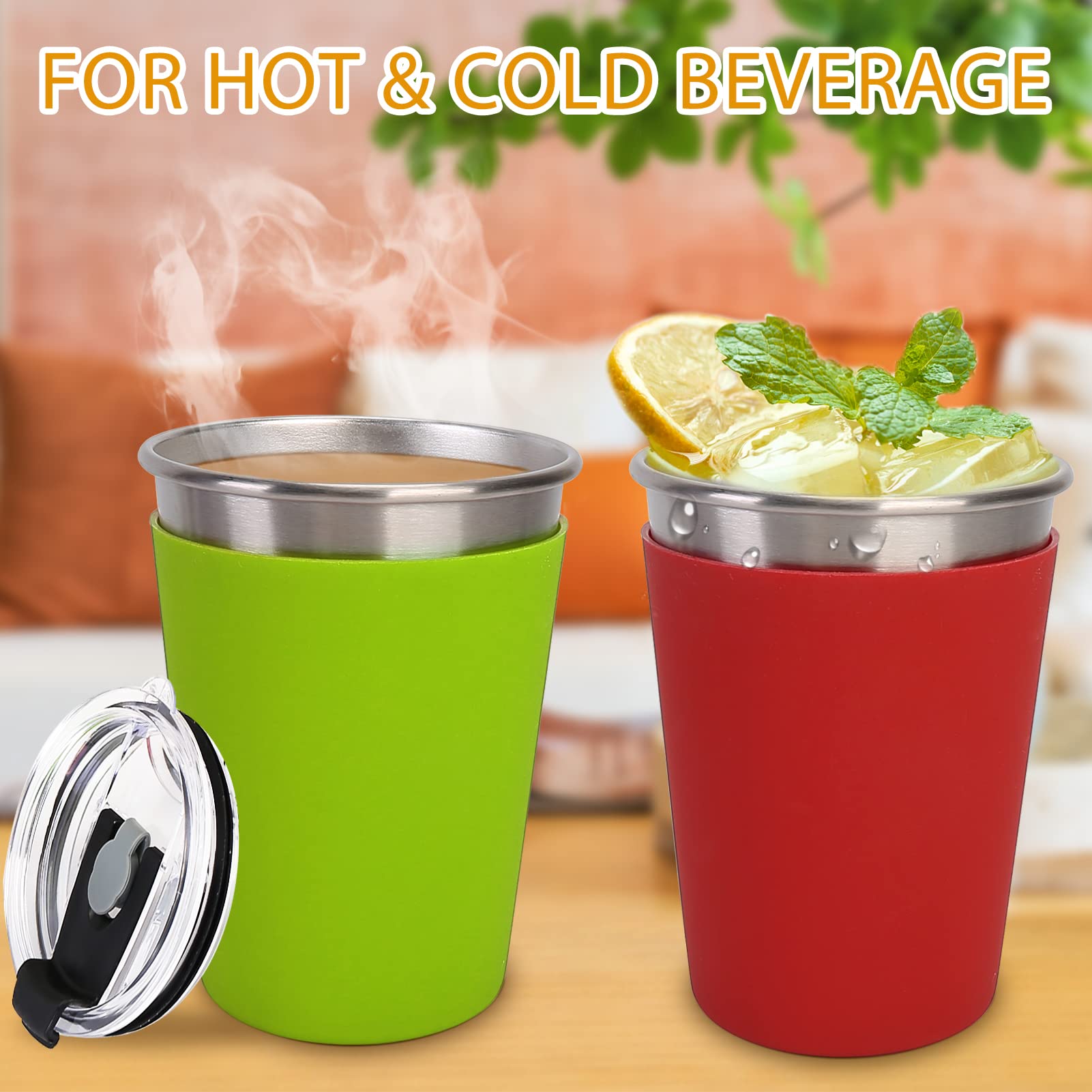 Magonanly 12oz Kids Cups with Lids ,5 Pack Toddler Sippy Cups with Sleeves, BPA Free Stackable&Unbreakable Children Smoothie Drinking Cups for Kids and Adult