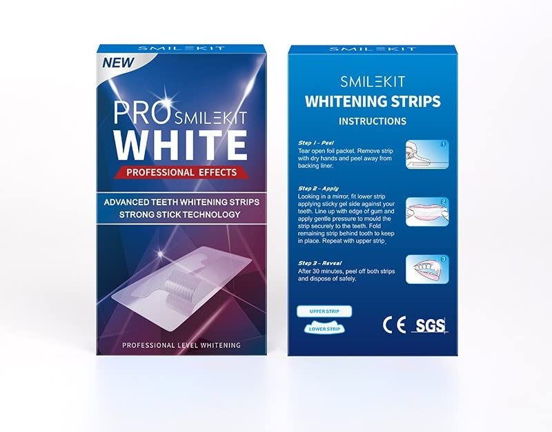 Teeth Whitening Strips | Smile Whitener Kit | Pro White | 7 Treatments | Tooth Stain Remover Professional Effects 30 min Express Whiter , Enamel Safe