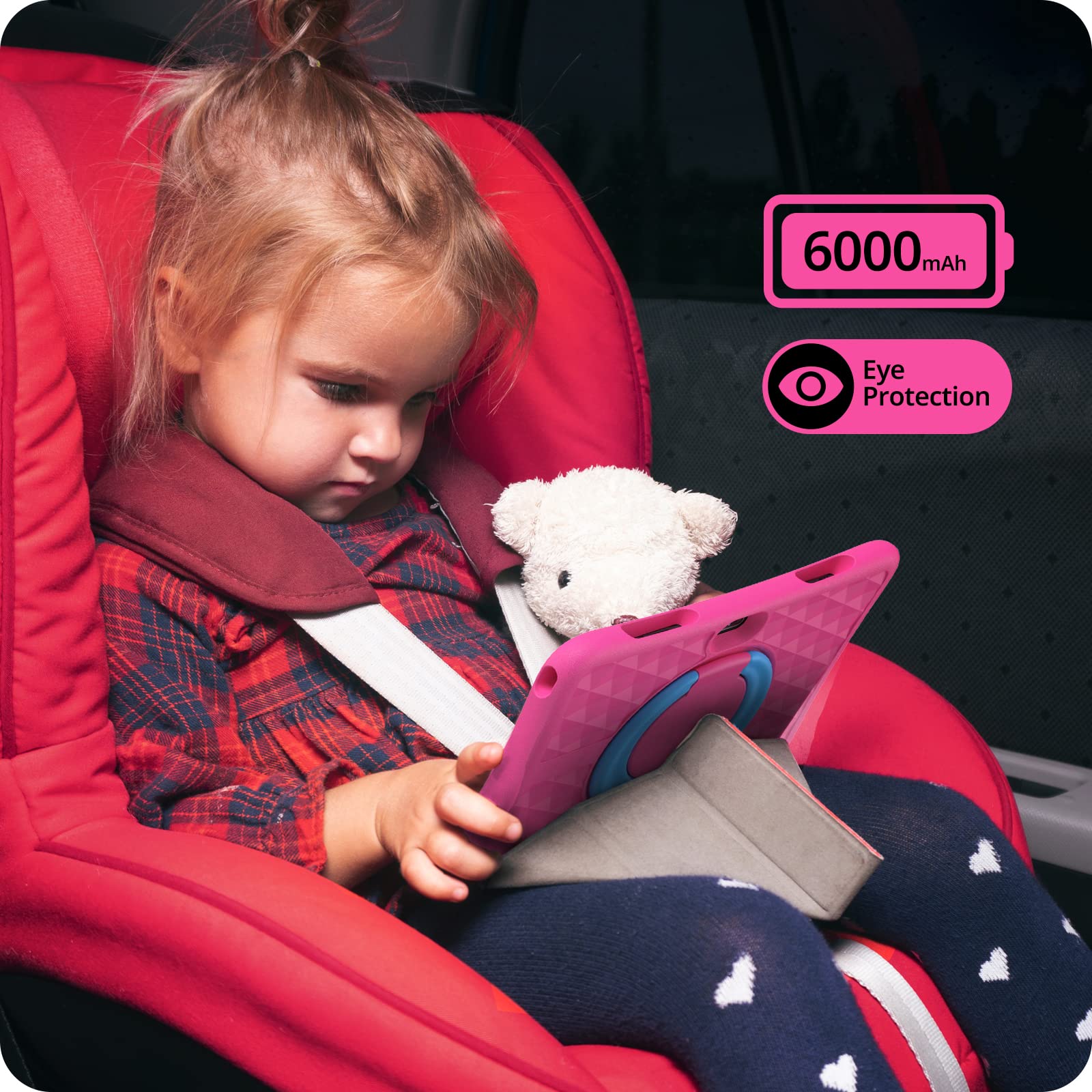 Kids Tablet, 10 inch Toddler Tablet, Google Kids Space, Teacher Approved apps with Parent Control, Eye Protection Mode, EVA Shockproof Case and Tablet Sleeve Bag Bundle, PlimPad Kids10 (Pink Set)