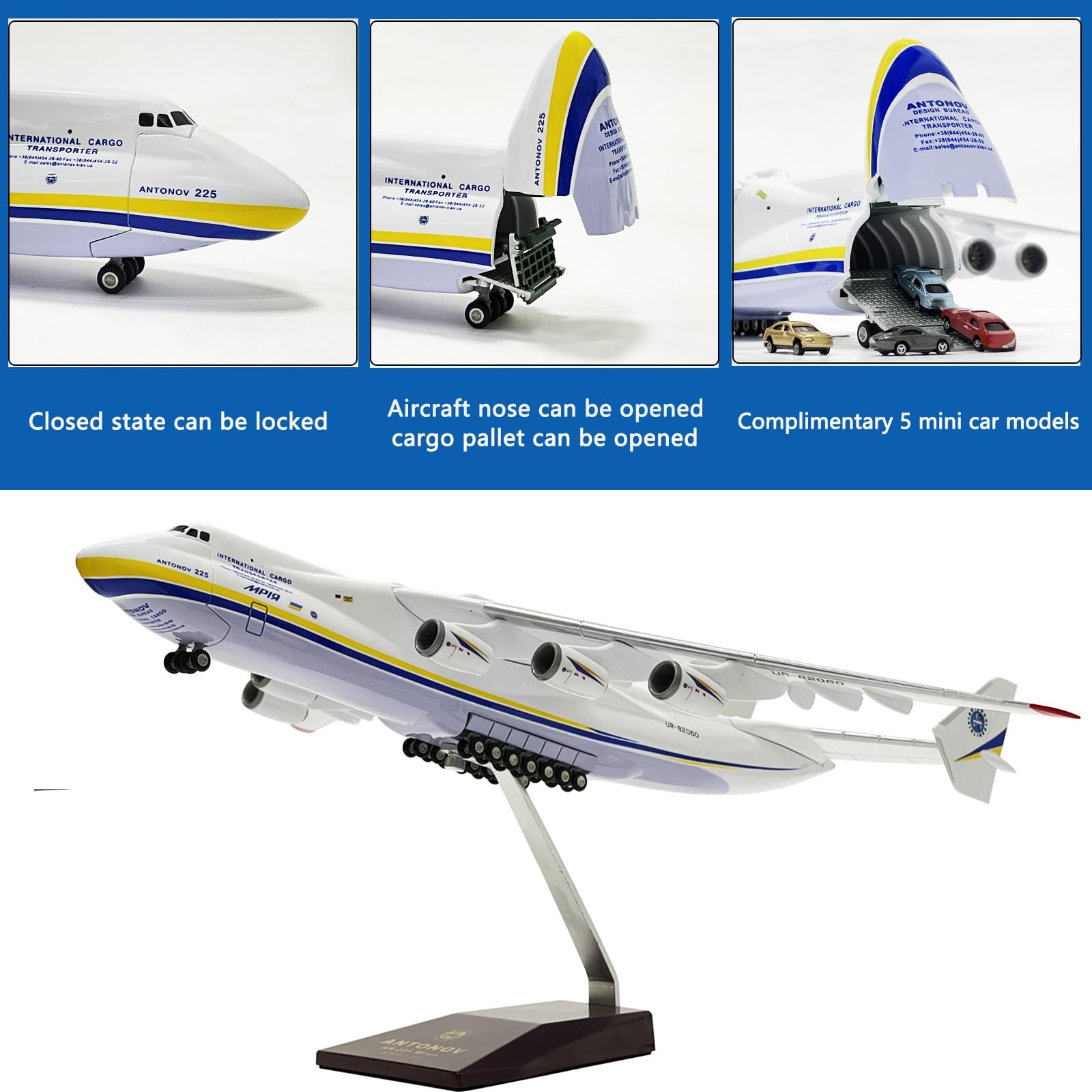 Mahfisj 1:200 Scale AN225 Model Airplane,Openable Cabin, 17-inch Length, Resin Aircraft Model Toy for Gifts and Collections (an225-1)