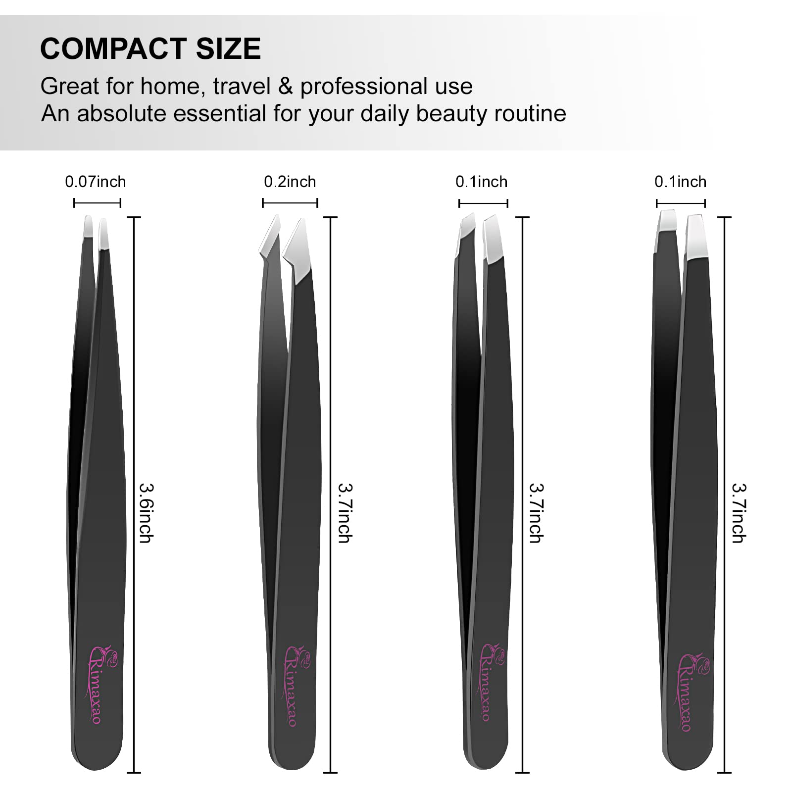 Tweezers Set 4-Piece Stainless Steel Tweezers for Women and Men