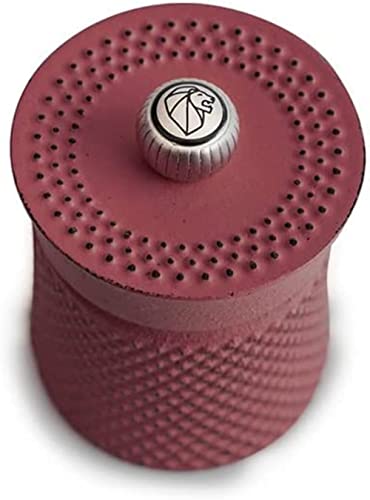 Peugeot Bali Fonte Cast Iron Pepper Mill 8cm-3 inch, Red. Gift Set includes a Peppercorn Spice Cube