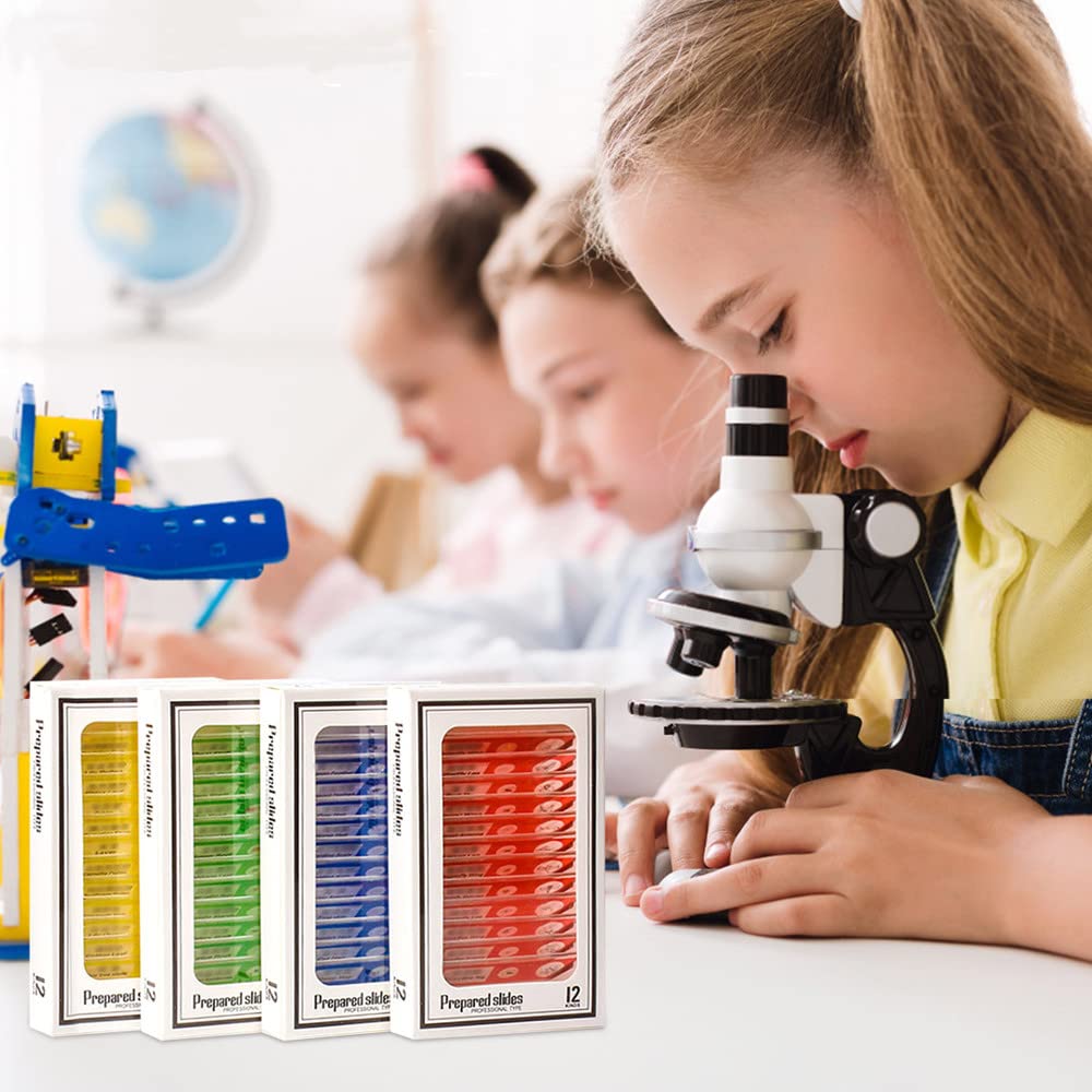 RIIPOO Prepared Microscope Slides for Kids, Biological Microscope Specimens Slides with Plants Flowers Insects Animals, 48PCS