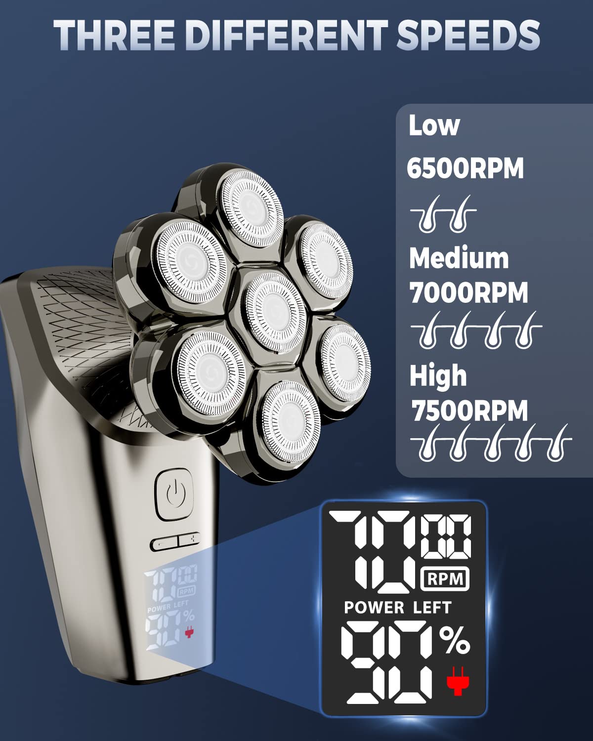 SEFON Bald Shaver 7D Upgrade Folating Head Razor for Mens, Head Shavers for Bald Men with Nose Hair Trimmer, Waterproof, Cordless