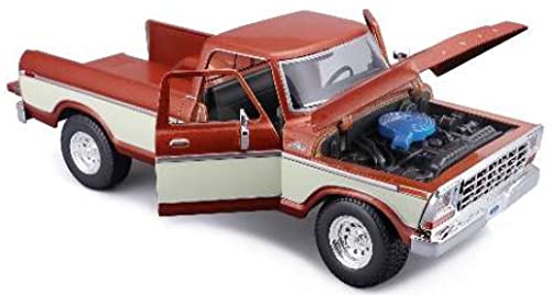 Maisto - 1/18 Scale Model Compatible with Ford Replica Miniature Model Classic Vintage Collectible F150 Pick-up 1979 (Brown)