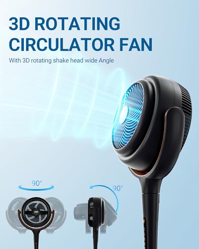 pasapair Pedestal Fan with Light, 12 Speeds Portable Oscillating Fan for Bedroom Adjustable Height, 90°+90° Smart Floor Fans with Remote and 3 Modes,12 Timer, Quiet, Black