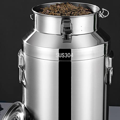 tea Kitchen Food Canisters Stainless Steel Milk Can with Sealed Lid, Kitchen Storage for Flour and Sugar Fermentation Wine Pail bucket (Size : 24L)