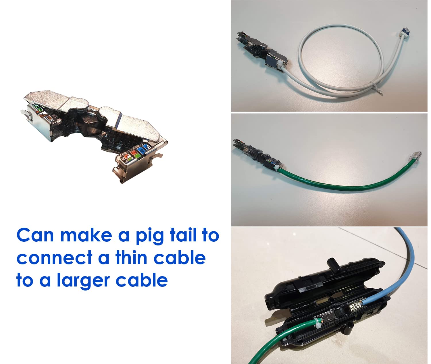 VARICONN Ethernet Junction Box Connector, Butt Splice Extension of CAT6A/CAT6E/CAT6/CAT5 Network Cable UTP/FTP/STP(2PACK), Tool Free Terminal, DIY Coupler Adapter, 22-26Awg, with Cable Tester