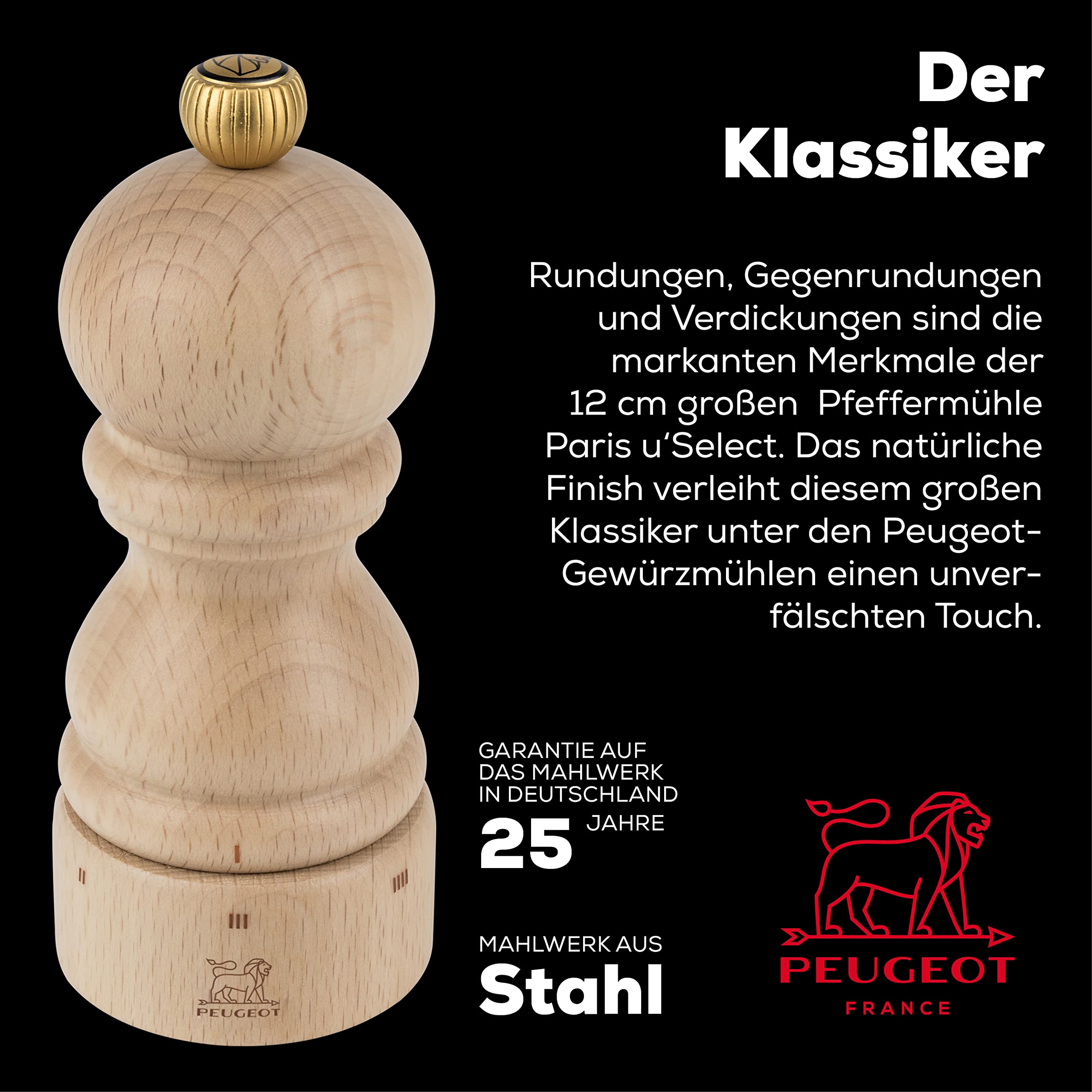 Peugeot Paris u'Select Pepper Mill, 4.73in, Natural
