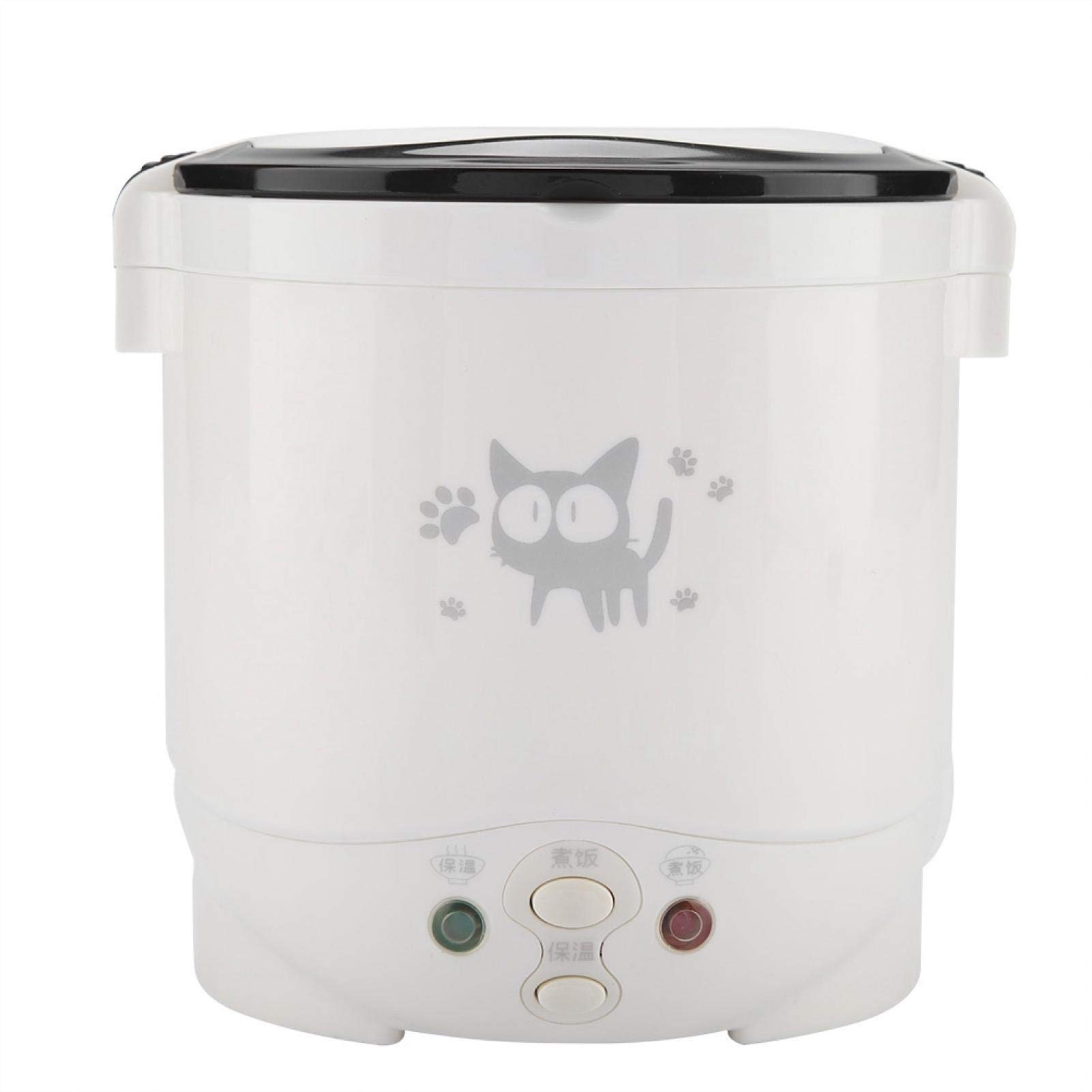 Mini Rice Cooker, Portable Travel Steamer Small Multi Cooker Rice Maker for Grains Non stick Pot Auto Keep Warm for Cooking Oatmeal Soup Rice Stews (White)