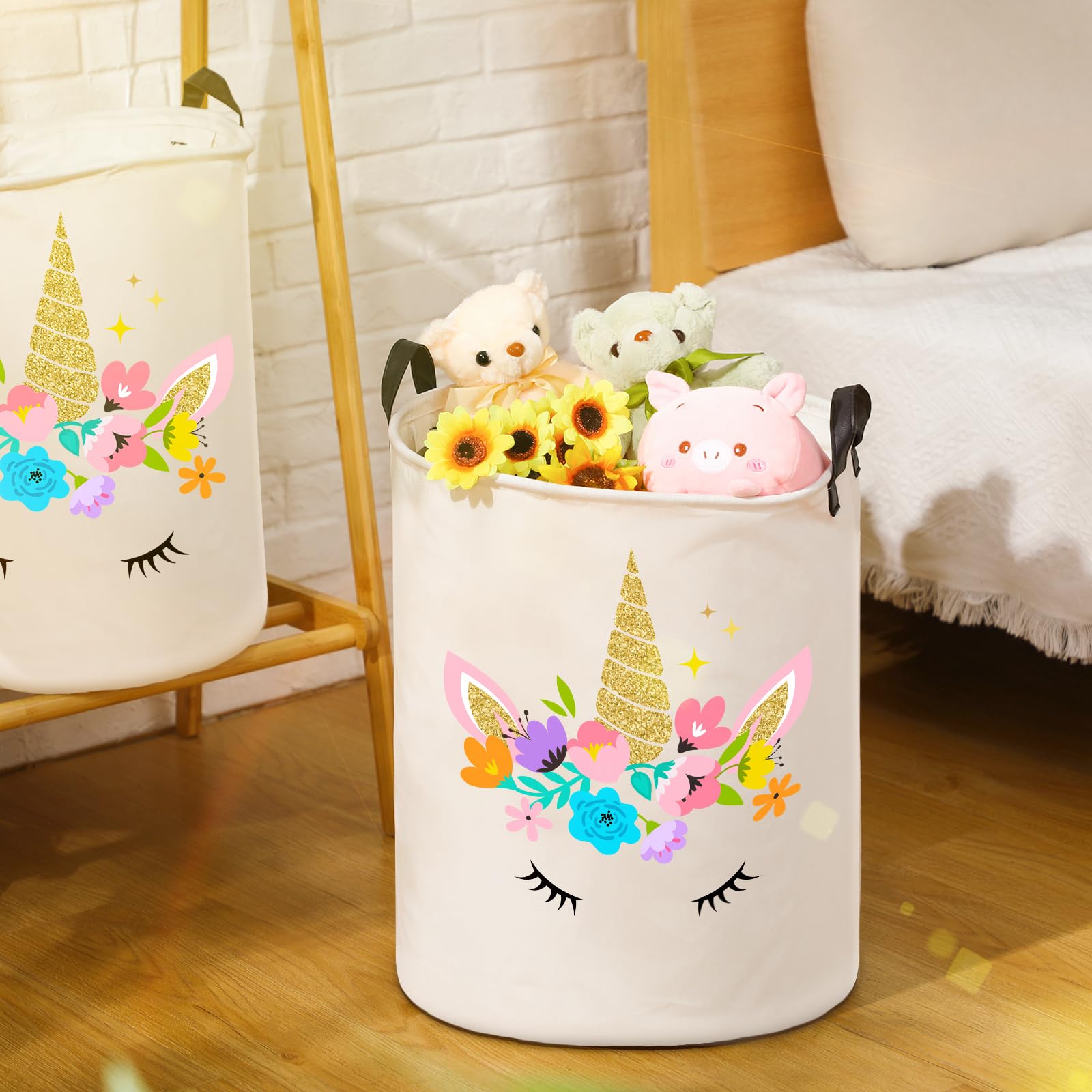Tiangrid 2 Pcs 63l Laundry Baskets Sublimation DIY Laundry Hamper Collapsible Baby Laundry Basket with Handle for College Essentials Kids Baby Room Toys Home Storage (Textile Handle)