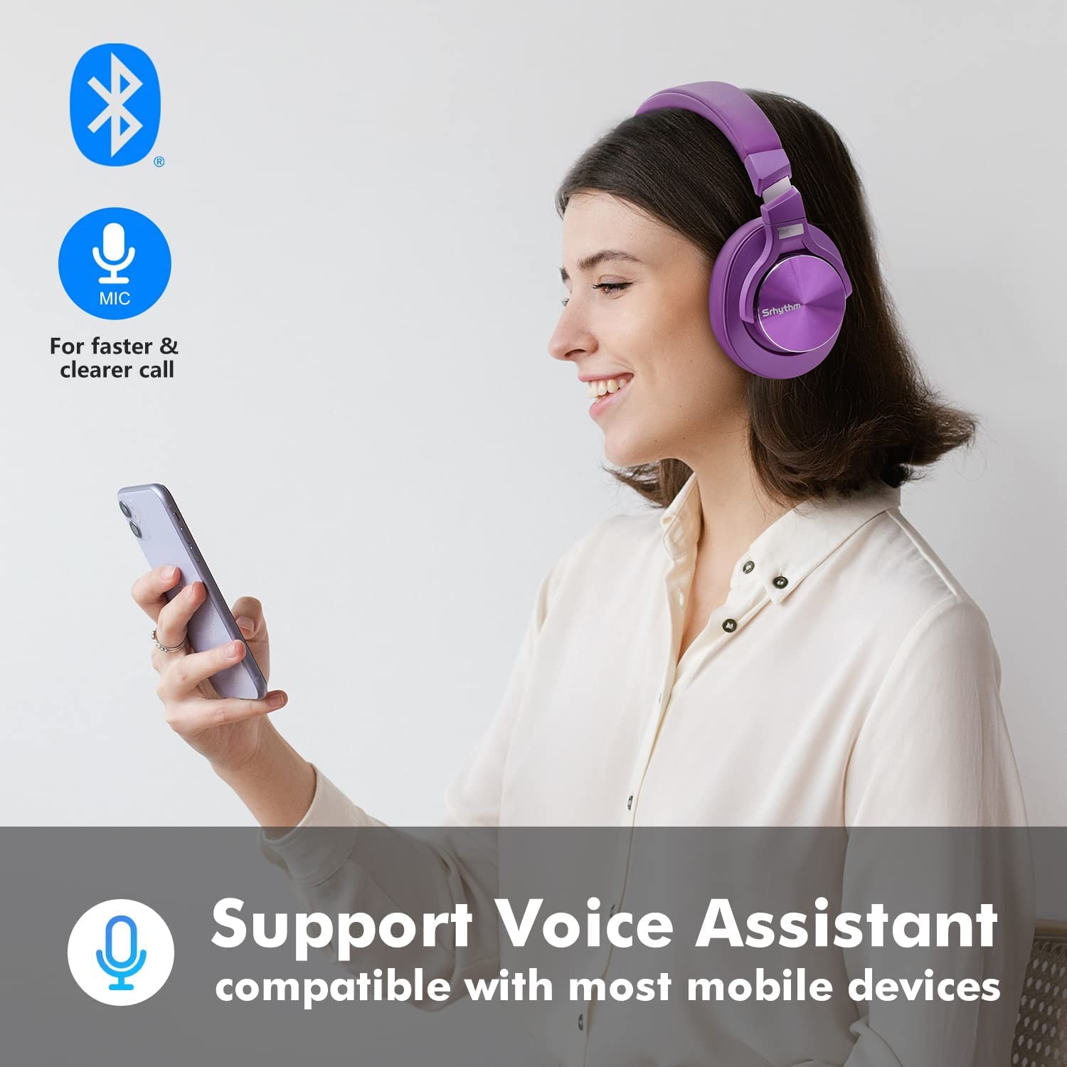 Srhythm NC25 Active Noise Cancelling Headphones,ANC Stereo Headset Bundle with NC75 Pro Bluetooth V5.3 Wireless,40 Hours Playtime Over Ear Headsets