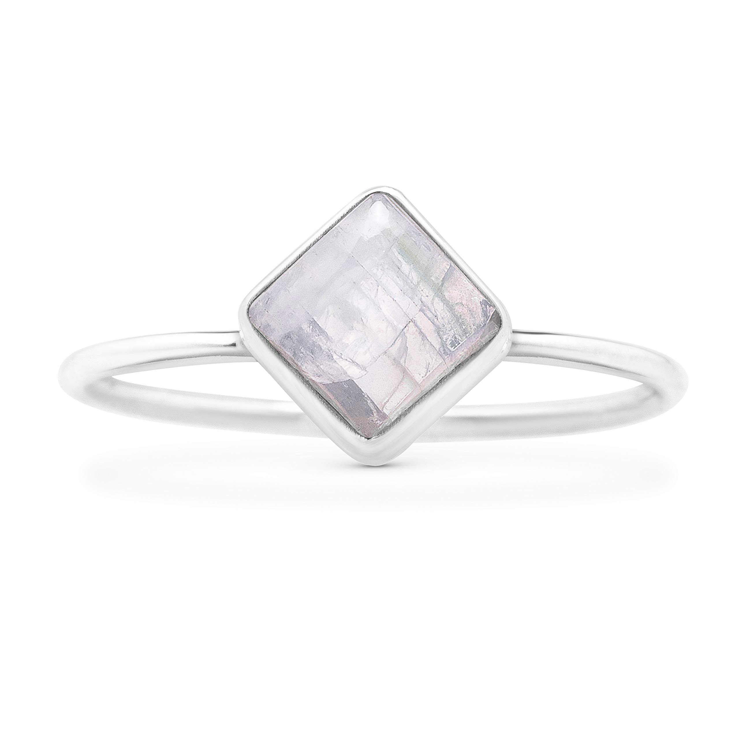 Koral Jewelry Square Moonstone Delicate Ring 925 Sterling Silver Ethnic Vintage Tribal Gipsy Boho Look (9)