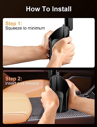 TAZENI Cup Holder Phone Mount for Car Bottle Friendly Cup Phone Holder for Car High Adjustable Cell Phone Cup Holder Expander for Car Easy Install & Sturdy & Durable Fit 4-7‘’ iPhone Android
