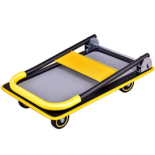 HWZQHJY Folding Aluminum Platform Truck, 330LBS Rolling Flatbed Cart Hand Platform Truck Push Dolly for Loading, Rolling Flatbed Hand Truck
