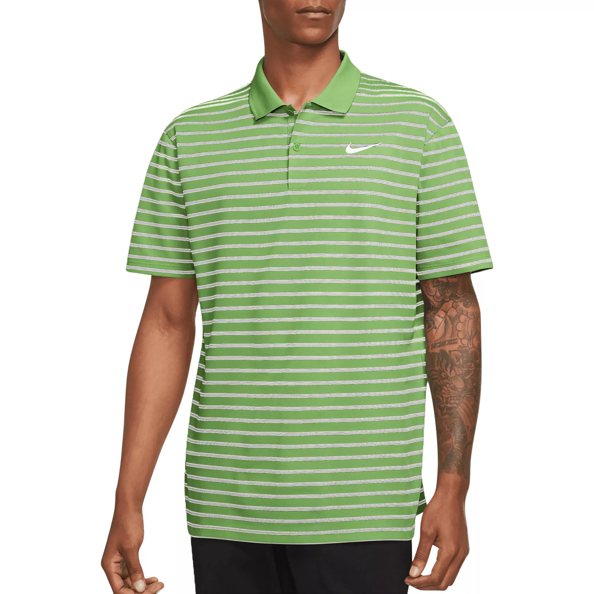 Nike Men's Dry Victory Stripe Polo Golf Shirt (Pink/White, Medium)