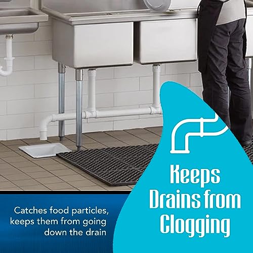 STEADYKLEEN - 8.5-inch Floor Sink Drain Cover Alternative, Square Drain Basket for Restaurants, Use Below 3 Compartment Sink. Sink Strainer with 0.19-inch Holes, Versatile Plastic Drain Screen Basket