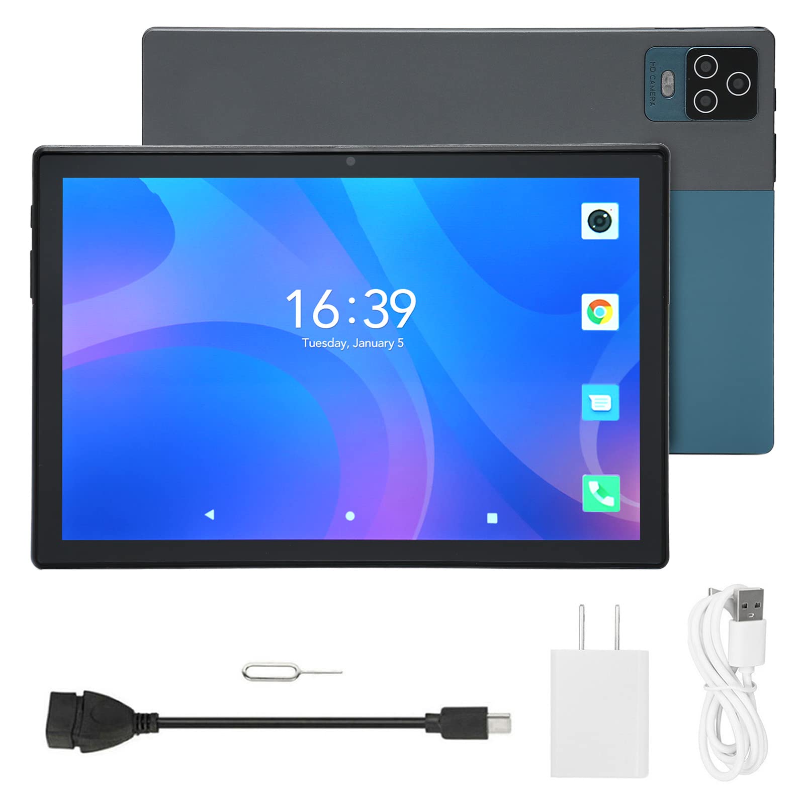 MAVIS LAVEN 10.1 Inch Tablet, Dual SIM Dual Standby Octa Core CPU Tablet 1920x1200 Resolution 12GB 256GB 5G WiFi US Plug 100-240V for Watching for Elderly for Android 12.0 (Blue)