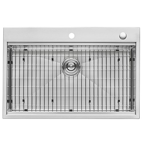 Ruvati 33 x 22 inch Workstation Drop-in Topmount Kitchen Sink 16 Gauge Stainless Steel Single Bowl - RVH8003