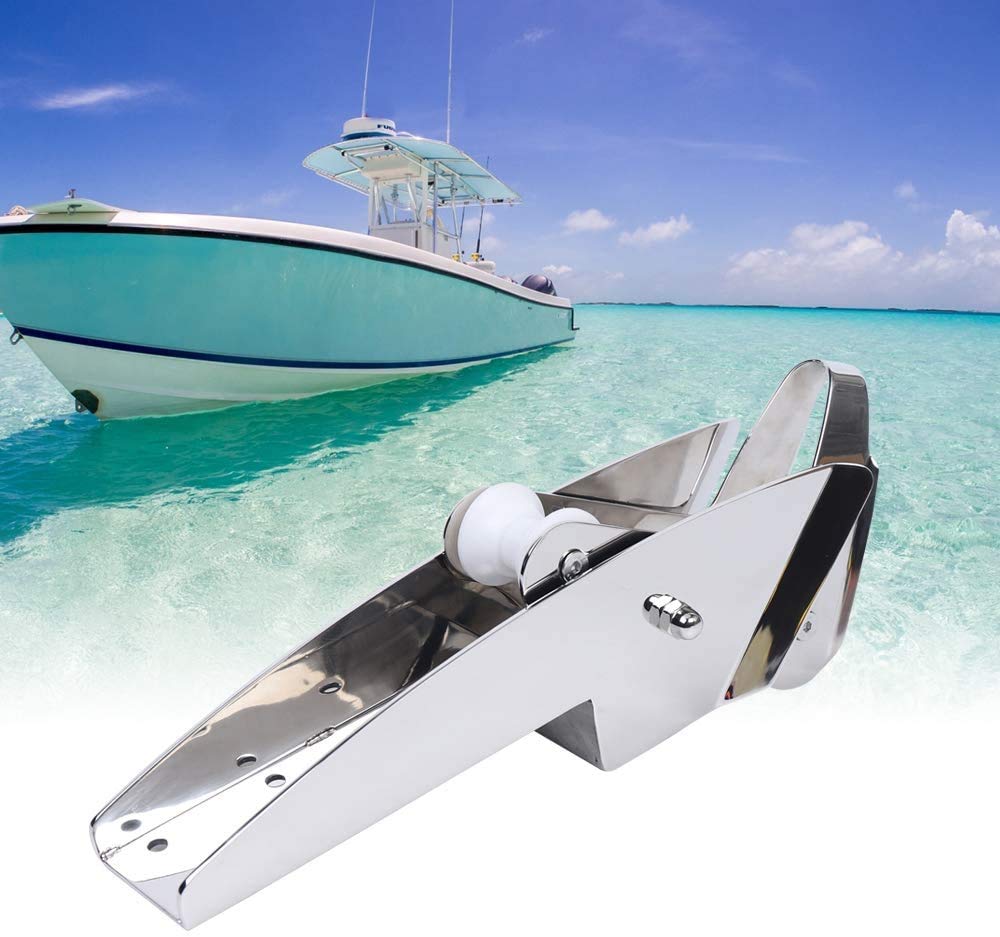 ISURE MARINE AISI 316 Stainless Steel Hinged Self-Launching Bow Anchor Roller with pivoting Dual-Roller 23'' for Marine Yacht Docking Accessories