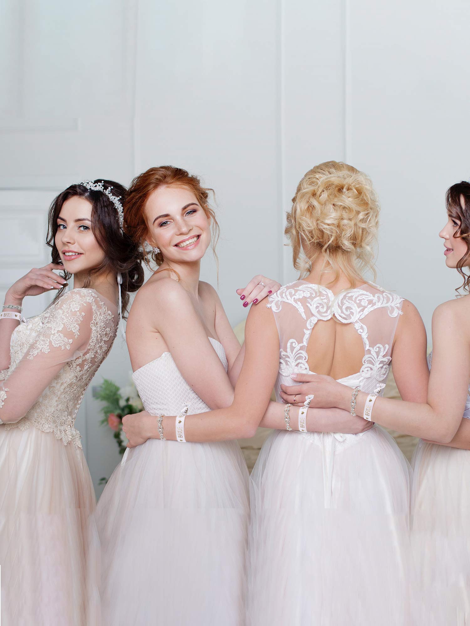 Hicarer 5 Pieces Bridesmaid Bracelets with Bride Hair Tie for Friend Wedding Gift