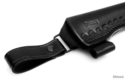 Ottoza Handmade Leather Knife Sheath Side Draw Knife Sheath - Bushcraft Knife Sheath - Hunting Knife Sheath - Survival Knife Sheath - Vertical Knife Sheath Black TOP Grain Leather No:221