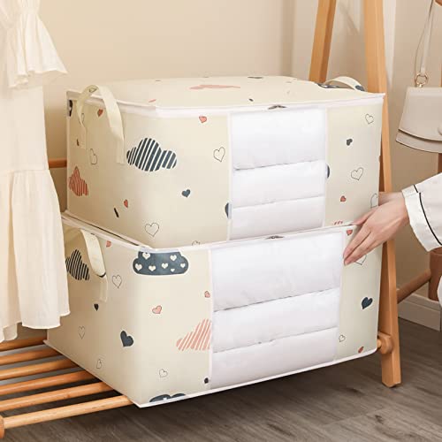 Vetitkima Storage Bags for Clothes, Comforter Storage Bag Folding Organizer Bag for King/Queen Comforters, Pillows, Blankets, Bedding/Quilt, Blanket, Duvet